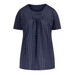 Classic Basics Damen Kurzarmshirt "Shirt", blau, Gr. 44, gemustert, mehrfarbig, 100% Baumwolle, Shirts