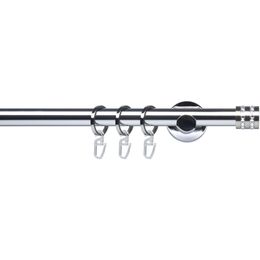 Gardinenstange Liedeco, L:120cm &Oslash;:2mm, grau, Eisen, Gardinenstangen, "Fertigstilgarnitur 20 mm Piano Miami", Gardinenstange Komplett