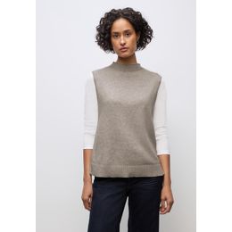 Pullunder Street One, Damen, Gr. 44, sandstone mocha meliert, Stoff, 30% Polyester, 27% Polyacryl, 23% Polyamid, 20% Viskose, unifarben, normal normal, Rundhals, abgesteppt, Pullover, aus softem Materialmix