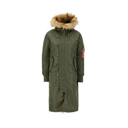 Damen Winterjacke "Long Fishtail W", gr&uuml;n, Gr. XS, Alpha Industries, Obermaterial: 100% Nylon. Futter: 100% Nylon. F&uuml;llung: 100% Polyester, Jacken