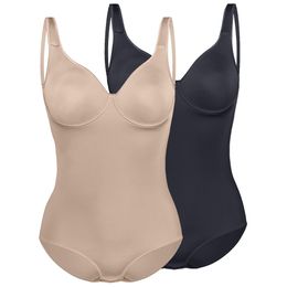 Sassa Mode SASSA Damen Body "2er Pack Body mit Bügel Basic Control", Gr. 80, beige, Obermaterial: 83% Polyamid PA. 17% Elasthan EL., Bodys