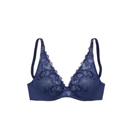 Nuance Damen B&uuml;gel-BH, Gr. 90, blau, Spitze, Obermaterial: 74% Polyamid, 16% Polyester, 10% Elasthan, BHs, im High-Apex-Design aus Stickereispitze