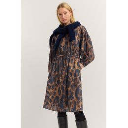 Bugatti Damen Blusenkleid "Leo-Muster", braun, Gr. 44, animal-print, 100% Baumwolle, Kleider, mit Bindegurt und aus Baumwolle