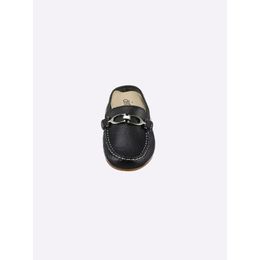 Casual Looks Damen Slipper, Gr. 40, schwarz, Leder, Schuhe
