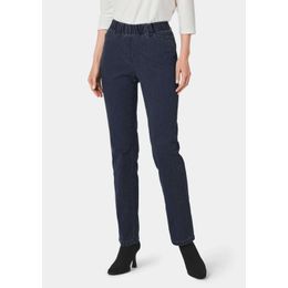 GOLDNER Damen Regular-fit-Jeans "Kurzgr&ouml;&szlig;e Baumwollhose mit Rundumdehnbund", blau, Gr. 20, Obermaterial: 75% Baumwolle CO. 23% Polyester PES. 2%