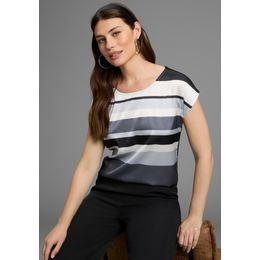 Laura Scott Damen Shirtbluse, grau, Gr. 36, gestreift, Satin, Obermaterial: 100% Polyester. R&uuml;ckenteil: 95% Viskose, 5% Elasthan, Blusen, in