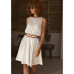Lascana Damen Sommerkleid "mit Glitzerf&auml;den im Material", gold, festlich, Gr. 40, metallisierte Fasern, Cr&ecirc;pe, Obermaterial: 95% Polyester, 5%