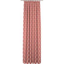 Vorhang Adam, B:145cm H:225cm, rot, Jacquard, Baumwolle (Bio-Baumwolle), Wohnzimmer, Gardinen, "Maroccan Shiraz Light", aus 100% Bio-Baumwolle