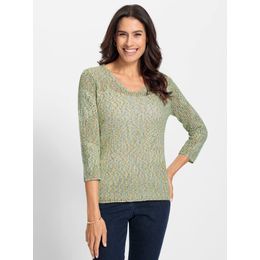 Inspirationen Damen Strickpullover "Ajour-Pullover", gr&uuml;n, Gr. 38, gemustert, mehrfarbig, meliert, 33% Polyacryl, 30% Polyamid, 23% Polyester, 14%
