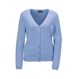 GOLDNER Damen Strickjacke "Cardigan", blau, Gr. 46, Obermaterial: 100% Baumwolle CO., Strickjacken