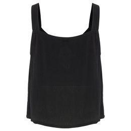 Vivance Damen Crop-Top, schwarz, Gr. 44, unifarben, Web, Obermaterial: 100% Viskose, Tops, mit Zierkn&ouml;pfen, luftiges Sommertop