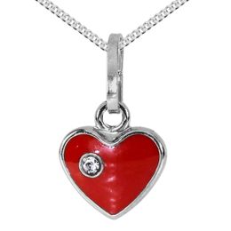 OSTSEE-SCHMUCK Damen Kette mit Anh&auml;nger "OSTSEE-SCHMUCK Kette mit Anh&auml;nger kleines Herz", 40cm, Silber 925 (Sterlingsilber), L: 40, rot, Silber 925