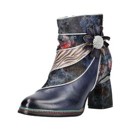 Laura Vita Damen High-Heel-Stiefelette "Laura Vita Stiefelette Leder/Textil", Gr. 38, blau, Leder, Textil, Schuhe