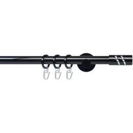 Gardinenstange Liedeco, L:120cm &Oslash;:20mm, schwarz, Eisen, Gardinenstangen, "Fertigstilgarnitur 20 mm Piano Boston", Gardinenstange Komplett