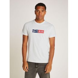Herren Rundhalsshirt "TJM SLIM ENTRY GRAPHIC TEE EXT", beige, Gr. XXXL, Tommy Jeans PLUS, bedruckt, bestickt, unifarben, Single Jersey, Obermaterial: