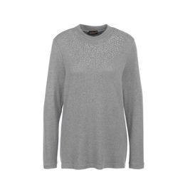 GOLDNER Damen Longpullover "Angenehm weiches Shirt mit Glitzersteinen", grau, Gr. 52, Obermaterial: 75% Viskose CV. 20% Polyester PES. 5% Elasthan