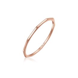 Elli Premium Damen Fingerring "Kantiges Design 750 Rosegold", 52mm, ohne Stein, Ros&eacute;gold 750, 1mm, rosa, Ros&eacute;gold 750, Fingerringe