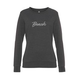 Damen Sweatshirt, BENCH. LOUNGEWEAR, Gr. 32, grau, Interlock, Graumeliert (Obermaterial): 54% Baumwolle, 46% Polyester, bestickt, meliert, unifarben,