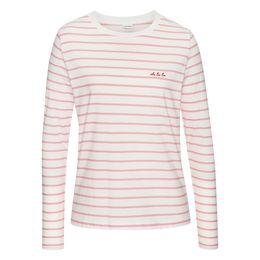 Lascana Damen Langarmshirt, rosa, Gr. 36, gestreift, Web, Obermaterial: 50% Baumwolle, 50% Polyester, Shirts
