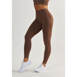 BESHAPED Damen Trainingstights "Sportschool koningin", braun, Gr. M, unifarben, 90% Nylon, 10% Elasthan, Hosen, mit hohem Bund