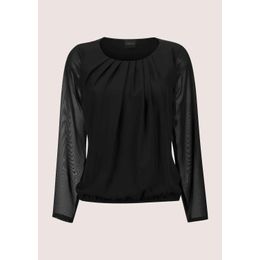 Madeleine Mode MADELEINE Damen Langarmbluse "Bluse Rundhals-Bluse mit transparenten Ärmeln", schwarz, Gr. 34, Obermaterial: 100% Polyester PES., Blusen