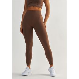 BESHAPED Damen Trainingstights "Sportschool koningin", braun, Gr. S, unifarben, 90% Nylon, 10% Elasthan, Hosen, mit hohem Bund