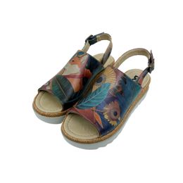DOGO Damen Sandalette "Gigi Sandale Blooming Dog Damen Sandalen", Gr. 39, blau, Lederimitat, Schuhe, Handgefertigt