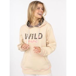 Zwillingsherz Damen Hoodie ""Wild Mind"", beige, Gr. L, mehrfarbig, angeraute Sweatware, Obermaterial: 50% Baumwolle, 50% Polyester, Sweatshirts,