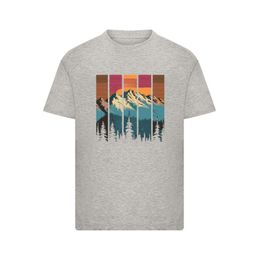 F4NT4STIC M&auml;dchen T-Shirt "Berg Sonnenuntergang Retro", grau, Gr. 110, Obermaterial: 100% Baumwolle, Shirts, Premium Qualit&auml;t