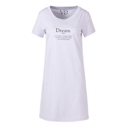Vivance Dreams Damen Nachthemd, Gr. 32, lila, Single Jersey, Obermaterial: 100% Baumwolle, bedruckt, unifarben, Kleider, mit Statementdruck