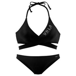 Venice Beach Damen Triangel-Bikini, schwarz, Gr. 34, unifarben, Polyamid, Bikini-Sets, mit Top zum Wickeln