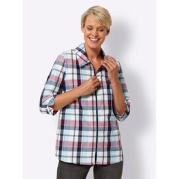 Classic Basics Damen Karobluse, bunt, Gr. 44, gemustert, mehrfarbig, 65% Polyester, 35% Baumwolle, Blusen