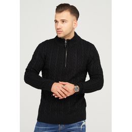 behype Herren Strickpullover "CILIAN HENLEY", schwarz, Gr. XL, unifarben, 100% Polyacryl, Pullover, mit gem&uuml;tlichem Stehkragen