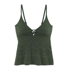 Lascana Damen Tankini-Top "Omara", gr&uuml;n, Gr. 38, unifarben, Microfaser, Recycling-Polyamid, Bikini-Oberteile, mit Lochstickerei