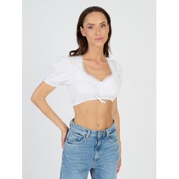 JCC Damen Trachtenbluse "31023117", wei&szlig;, Gr. 46, Obermaterial: 85% Polyester, 15% Viskose, Blusen