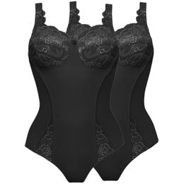SuSa Damen Body "2er Pack Body ohne B&uuml;gel Latina", Gr. 100, schwarz, Obermaterial: 78% Polyamid PA. 15% Elasthan EL. 7% Baumwolle CO., Bodys