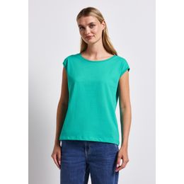 Street One Damen T-Shirt, grün, Gr. 44, unifarben, Web, 100% Baumwolle, Shirts, aus reiner Baumwolle
