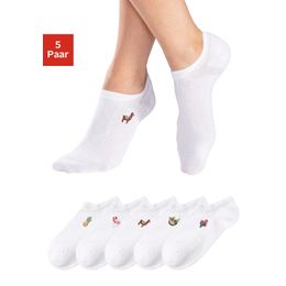 H.I.S. H.I.S Damen Sneakersocken, Gr. 35, wei&szlig;, Baumwollmischung, mit Stickerei, unifarben, Socken, mit Motivstickerei