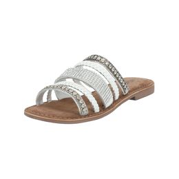 Lazamani Damen Pantolette "Lazamani Pantoletten Leder/Textil", Gr. 38, wei&szlig;, Leder, Textil, Schuhe