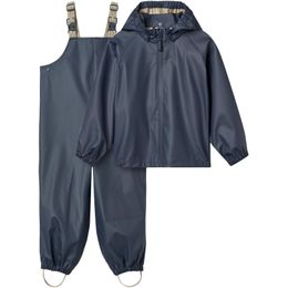 Wheat Jungen Regenjacke "Rainwear Charlie", blau, Gr. 122, unifarben, Web, Obermaterial: 100% Polyester, Jacken, wasserdicht, mit Reflektoren und mit