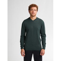Herren V-Ausschnitt-Pullover "V-Neck Basi", gr&uuml;n, Gr. M, PETROL INDUSTRIES, unifarben, Strick, Obermaterial: 50% Baumwolle, 50% Polyacryl, Pullover,