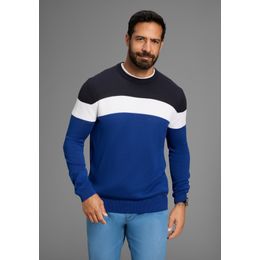 H.I.S. H.I.S Herren Rundhalspullover "neue Farben", blau, Gr. XL, colorblocking, Feinstrick, Obermaterial: 50% Baumwolle, 50% Polyacryl, Pullover,