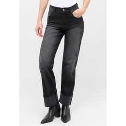 Angels Damen Straight-Jeans "LARA TU", grau, Gr. 44, Denim/Jeans, Obermaterial: 91% Baumwolle, 6% Polyester, 3% Elasthan, Jeans, mit umgeschlagenem