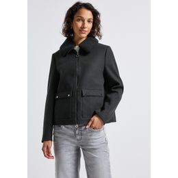 Street One Damen Outdoorjacke, blau, Gr. 46, unifarben, Stoff, 90% Polyester, 10% Viskose, Jacken, in Woll-Optik
