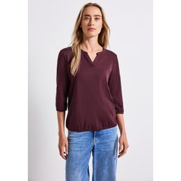 Street One Damen T-Shirt, rot, Gr. 38, unifarben, Web, 100% Baumwolle, Shirts, aus reiner Baumwolle