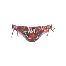 Lascana Damen Bikini-Hose "Ava", rot, Gr. 32, bedruckt, Recycling-Polyamid, Badehosen, im tropischen Design