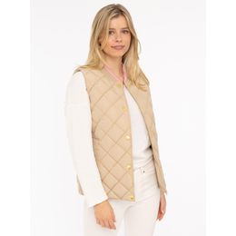Zwillingsherz Damen Steppweste ""Classic Diamond"", beige, Gr. L, Steppware, Obermaterial: 100% Polyester, Westen, Kn&ouml;pfe, Stehkragen,