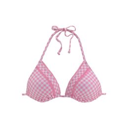 Buffalo Damen Triangel-Bikini-Top "Karo", rosa, Gr. 40, kariert, Polyamid, Bikini-Oberteile, mit Zierborte
