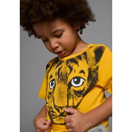 Kidsworld Jungen T-Shirt "Mit tollem Druck: LITTLE TIGER", gelb, Gr. 104, bedruckt, Jersey, Obermaterial: 100% Baumwolle, Shirts, Kurzarm,
