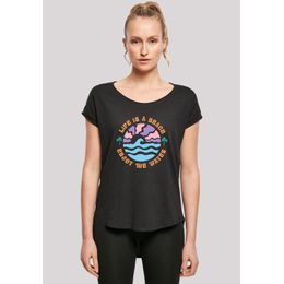 T-Shirt F4NT4STIC "Life Is A Beach Enjoy The Waves", Damen, Gr. L, schwarz, Obermaterial: 100% Baumwolle, regular fit, Rundhals, ohne Bündchen, Shirts T-Shirt, Premium Qualität